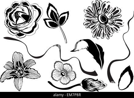 Stylistic flower embellishments. Vector set EPS8 Stock Vector Image ...