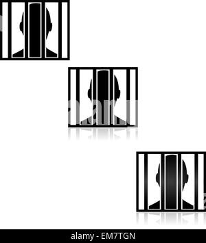 Man behind bars icon. Outline man behind bars vector icon color flat ...