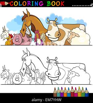 Coloring page horse cow illustration for children. Easy to use and ...