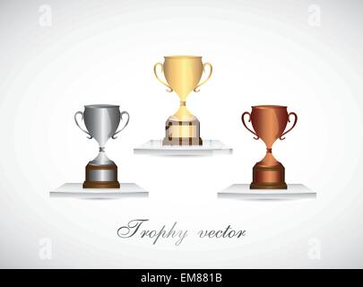Gold, silver and bronze trophies vector illustrations set Stock Vector ...