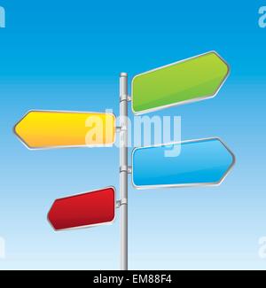 Blank colorful direction sign post pointing different ways making ...