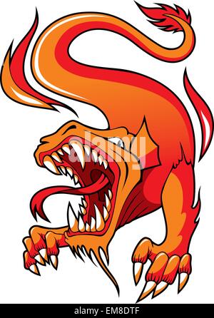 Angry fire dragon tattoo vector isolated. Mythical creature Stock ...