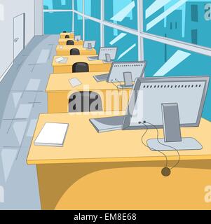 office work place cartoon vector illustration graphic design Stock ...