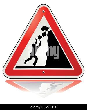 Falling rocks warning traffic sign set icons Stock Vector Image & Art ...