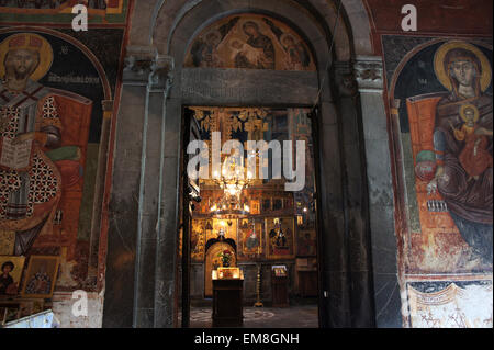 Frescos and altar inside Saint Nicolas Chapel, Moraca Monastery ...