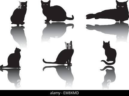 Collection of cute and diverse cats in different relaxed poses Stock ...