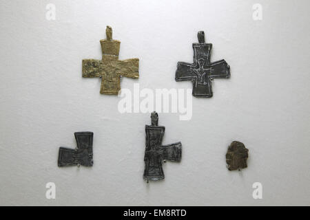 Great Moravian bronze cross from Velka Maca decorated with engraved ...