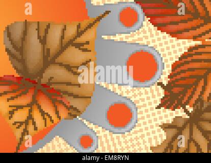 Vector illustration. Autumn sale with yellow leaves on colored abstract ...