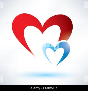 Vector love two hearts logo sign. Romantic illustration symbol pairs ...