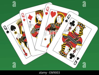Four Queens Playing Cards - isolated on white Stock Photo: 231391459 ...