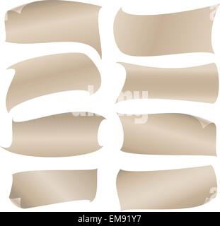 White paper banners. Folded abstract horizontal banner with ribbons ...