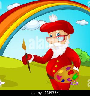 Santa paint palette character cartoon Stock Vector Image & Art - Alamy