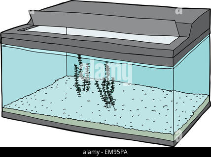 Single hand drawn empty fish tank cartoon over white Stock Photo - Alamy