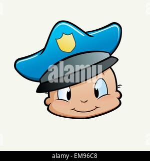 Police officer cartoon drawing of baby cream wearing a blue hat Stock ...