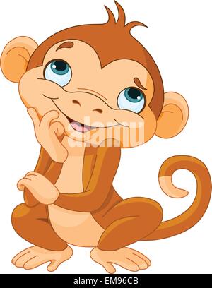 Monkey cartoon thinking Stock Vector Image & Art - Alamy