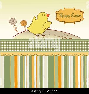 Happy Easter greetings card with Cute white rabbits in paper cut style ...