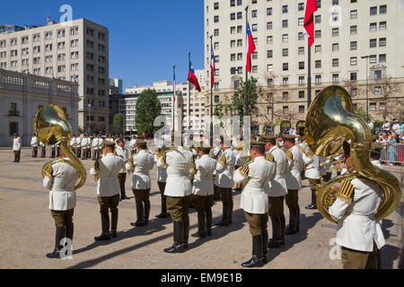 Carabineros (police) Honor Guard at the Palacio de la Moneda ...