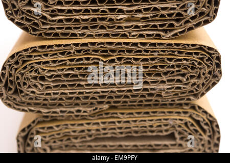Cross section of stacked corrugated cardboard. stack of brown cardboard ...