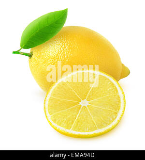chopped fresh yellow lemons on white background Stock Photo - Alamy
