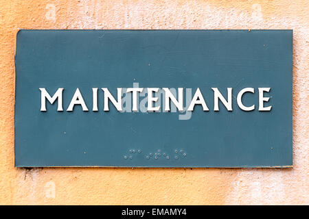 Maintenance Sign with the words Maintenance at a wall Stock Photo - Alamy
