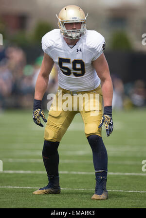 Notre Dame linebacker Jarrett Grace (59) runs during NCAA Football game ...