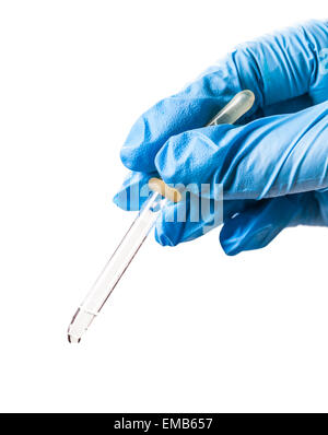 Glass beaker and pipette on white background Stock Photo - Alamy