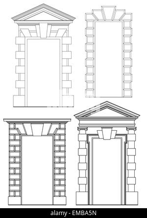 Classical roman ruins: black and white architectural stencil art for ...