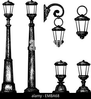 Lamppost or street lamp. Sketch vector illustration Stock Vector Art ...