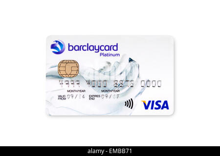 Barclaycard Visa bank card on a computer keyboard with a white ...