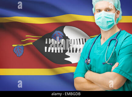 Surgeon with national flag on background - South Africa Stock Photo - Alamy