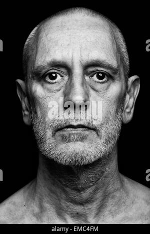 sad face, man with intense expression, white shirt Stock Photo - Alamy