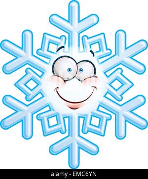 Cartoon illustration of a snowflake emoticon smiling with the tongue ...