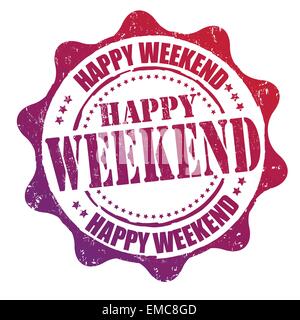 happy weekend stamp. happy weekend round sign. label on transparent ...