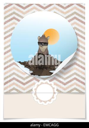 Happy groundhog day design with cute marmots. Marmot or beaver wild ...