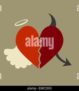 Black heart with evil wings in cartoon style illustration Stock Vector ...