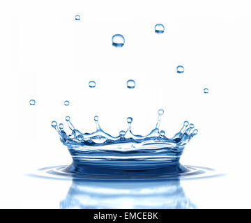 Water splash or drop. Water splash close-up. Blue water drop. Falling ...