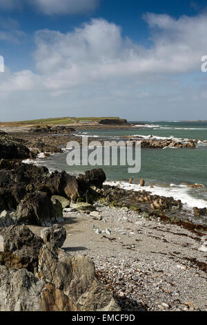 Ireland, Co Galway, Connemara, Letterfrack, Dawros River flowing into ...