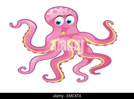 Red octopus cartoon character. Cute octopus flat vector isolated on ...