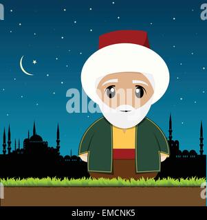 Arab, Muslim Old Man Vector. Elderly People. Senior Person. Aged ...