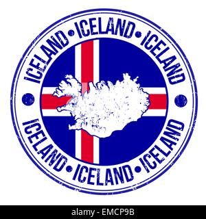 Iceland grunge postal stamp and flag on white background Stock Vector ...
