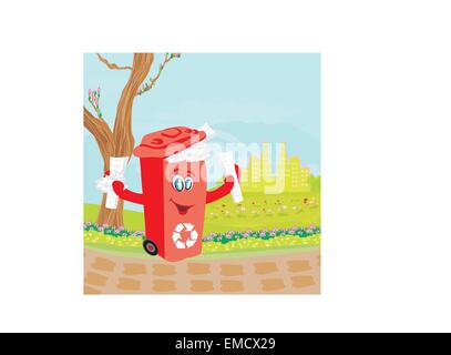 red recycling bin Stock Vector Image & Art - Alamy