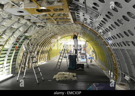 Interior of an unfinished airplane in a hangar Stock Photo - Alamy