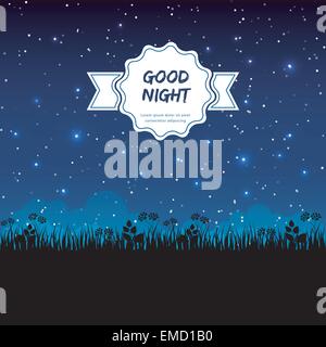 Good Night Landscape Vector Illustration In Paper Style Stock Vector ...