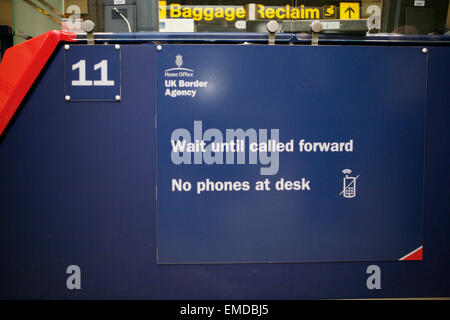 Passport control. HM UK Border Agency, Manchester Airport Stock Photo ...
