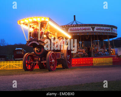 Steam powered fairground carousel, Beamish Museum, north east England ...