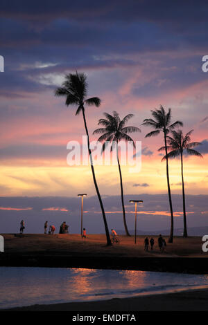 Sunset Magic Island Waikiki Oahu Hawaii Stock Photo - Alamy
