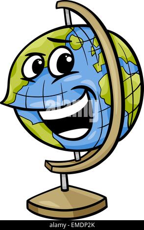 School Earth Globe Cartoon Character Walking With Backpack And Carrying ...
