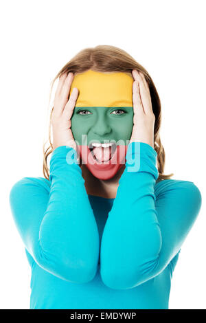 Human face painted with flag of Lithuania Stock Photo - Alamy