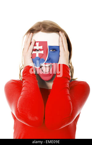 Human face painted with flag of Slovakia Stock Photo - Alamy