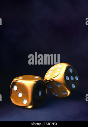 Lucky golden dice background Stock Photo - Alamy